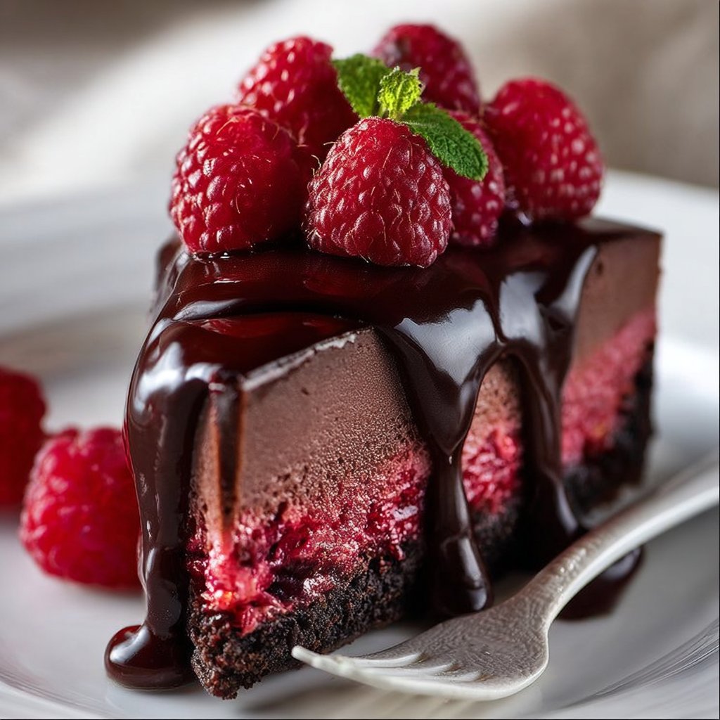 Indulge in Decadent Dark Chocolate Raspberry Cheesecake