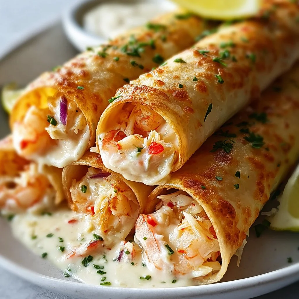 Cheesy Crab and Shrimp Taquitos