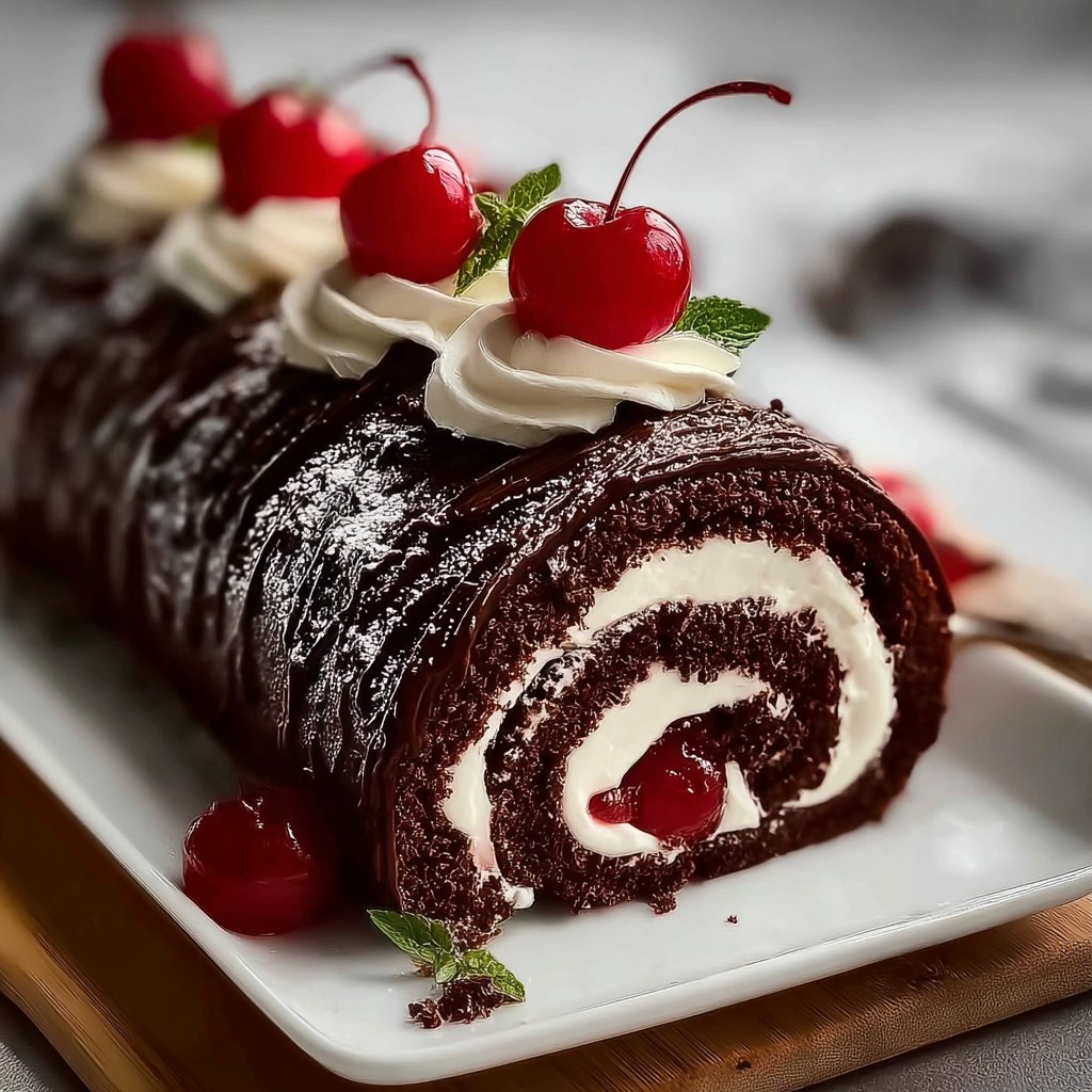 Elegant Black Forest Cake Roll