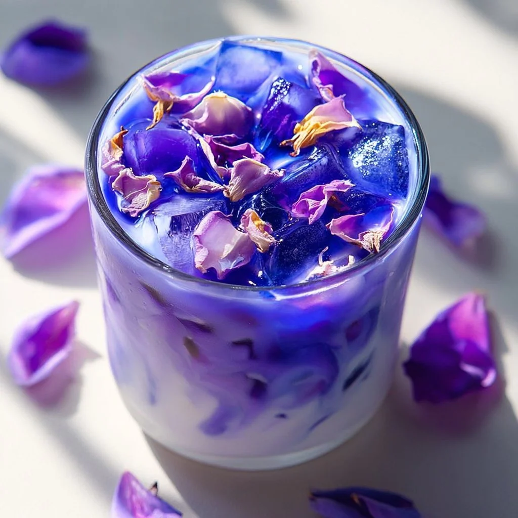 Iced Butterfly Pea Flower Tea Latte