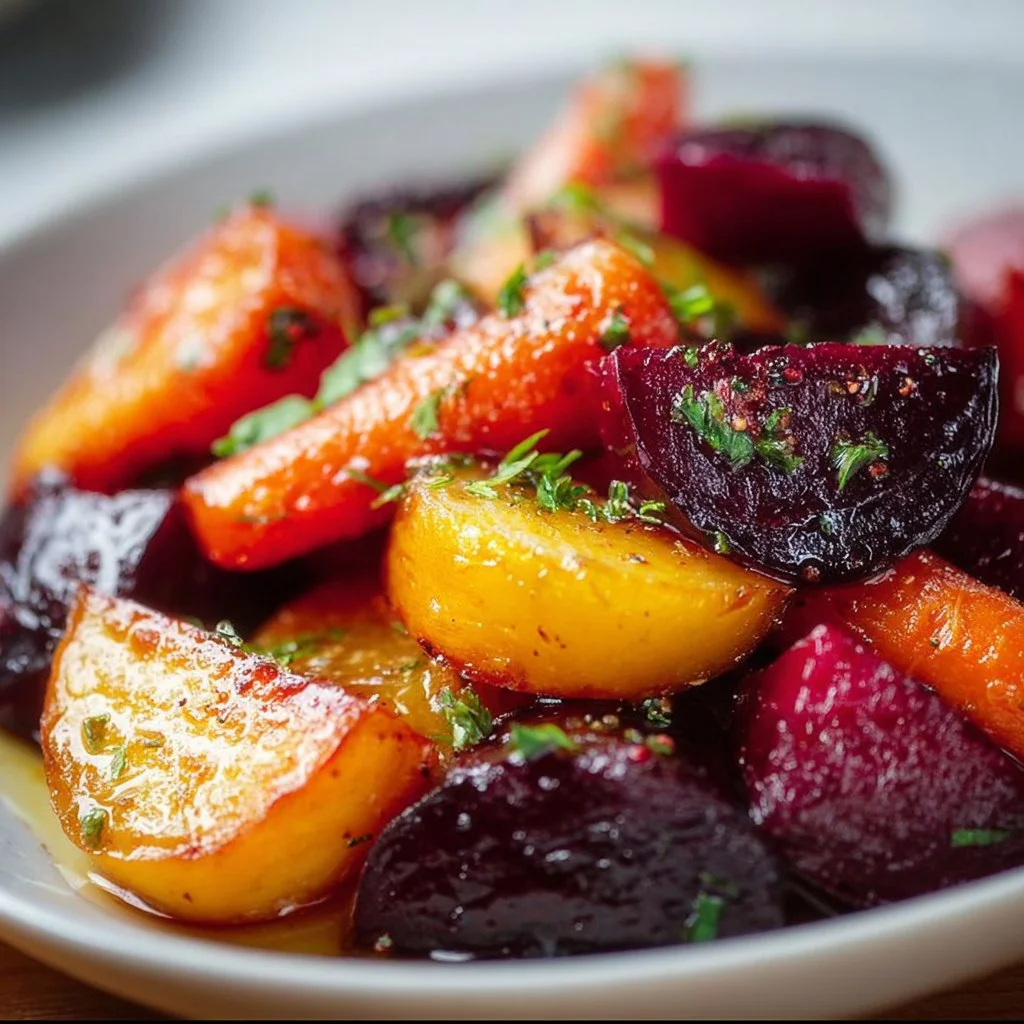 Maple Roasted Beets and Carrots
