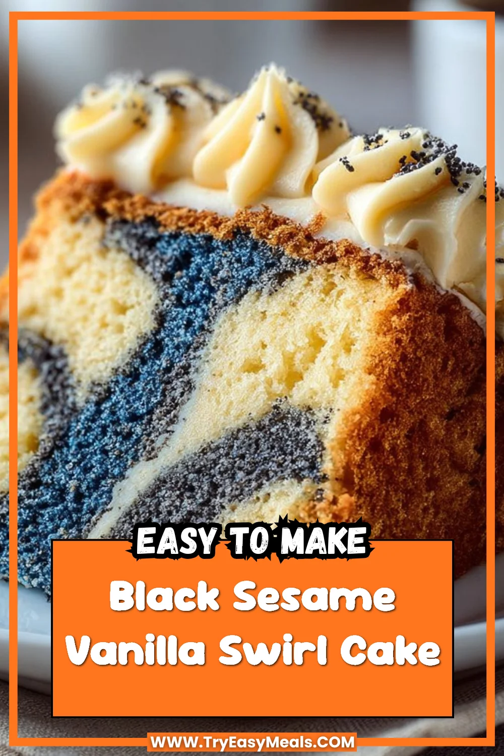 Black Sesame Vanilla Swirl Cake