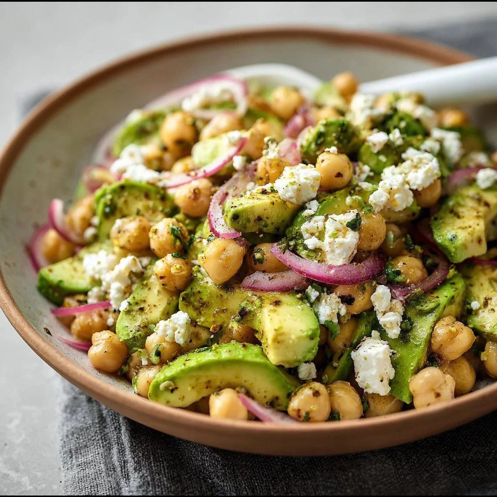 Chickpea Feta Avocado Salad