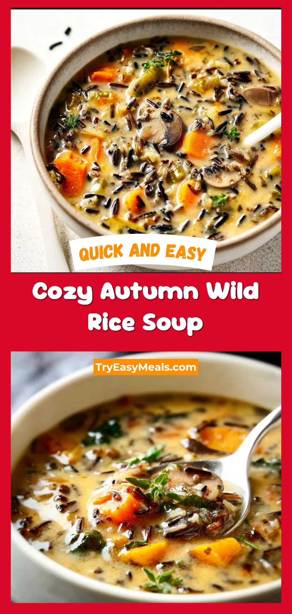 Cozy Autumn Wild Rice Soup