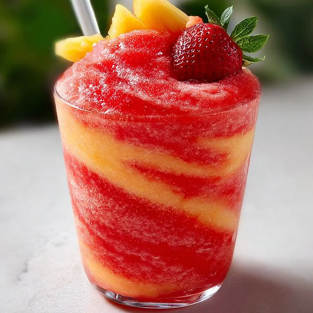 Pineapple Strawberry Swirled Slushies