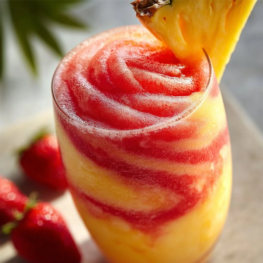 Pineapple Strawberry Swirled Slushies