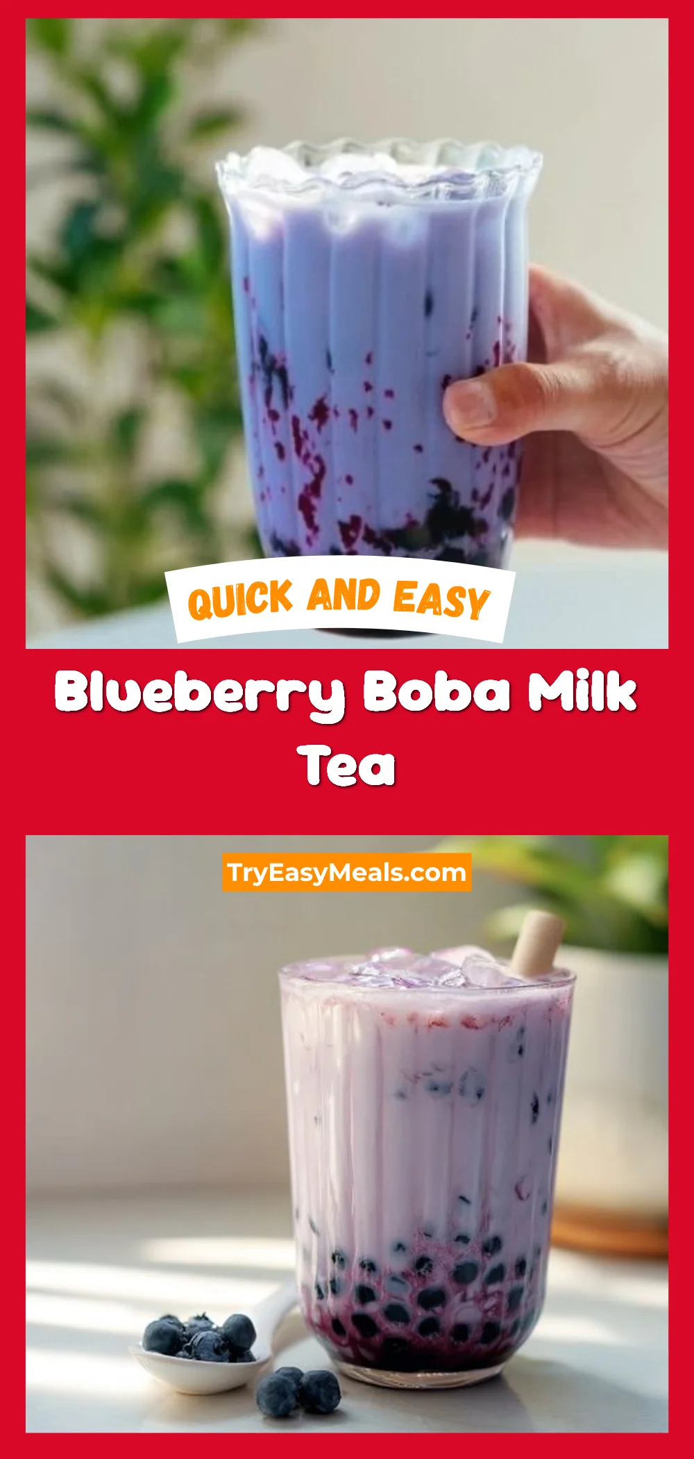 Blueberry Boba Milk Tea
