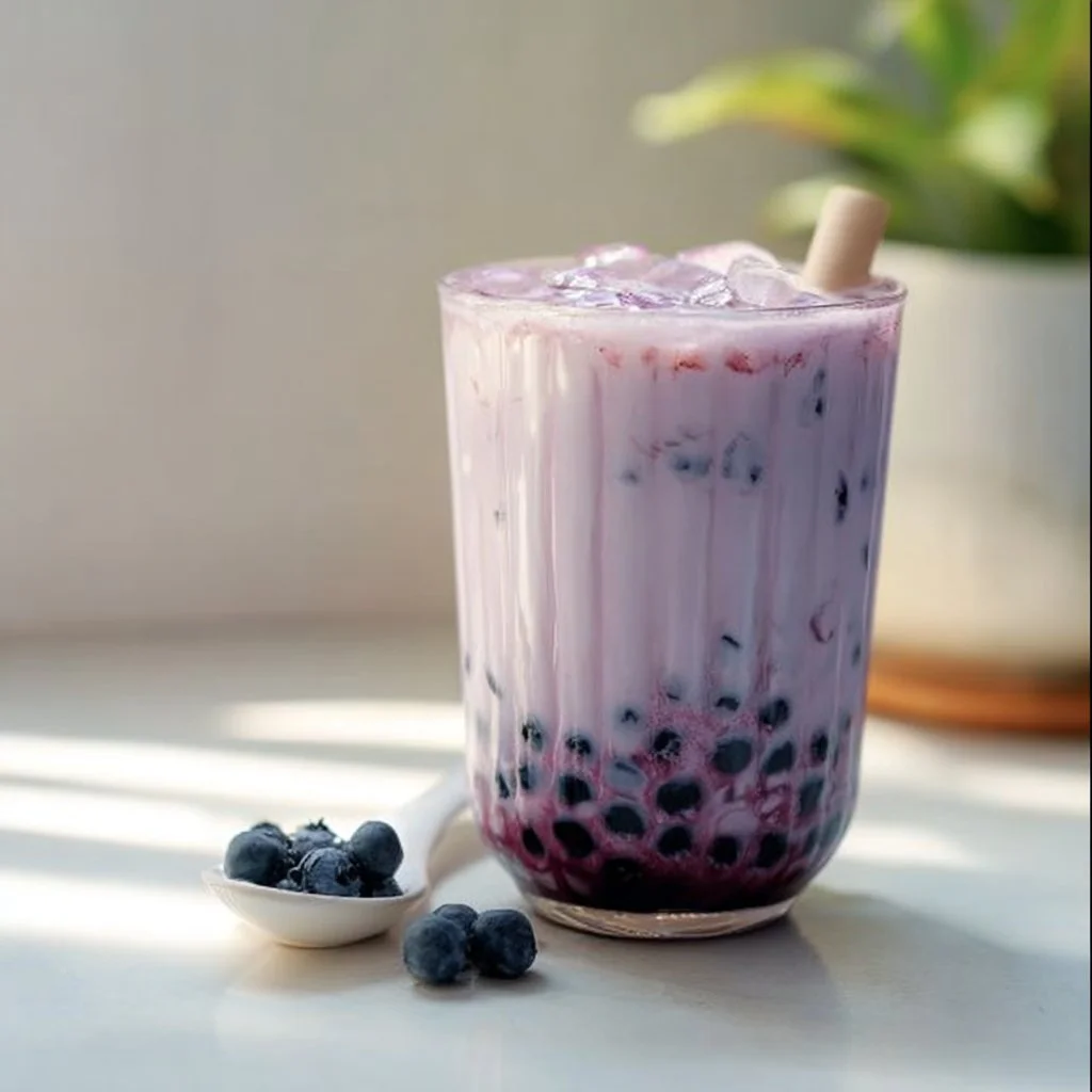 Blueberry Boba Milk Tea