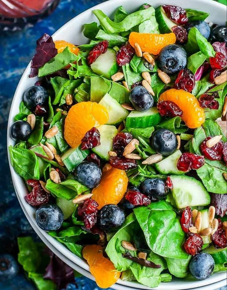 Cranberry Blueberry Salad with Blueberry Balsamic Dressing