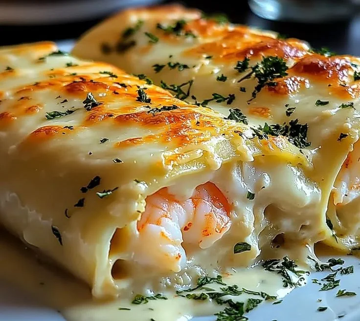 Indulgent Shrimp & Crab Alfredo Lasagna Roll-Ups